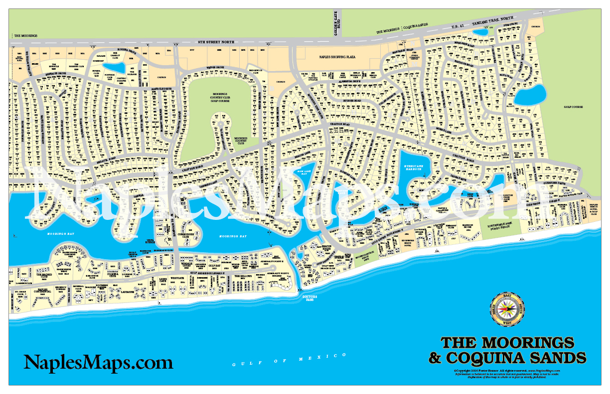 Map The Moorings & Coquina Sands (Customized Sample) Naples Florida